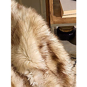 Best Home Fashion Champagne Fox Faux Fur Full Throw Blanket - 58