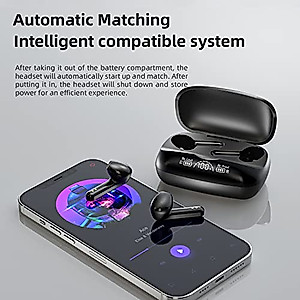 Bluetooth Headphones True Wireless Earbuds 60H Playback LED Power Display Earphones with Wireless Charging Case IPX5 Waterproof in-Ear Earbuds with Mic (Black)
