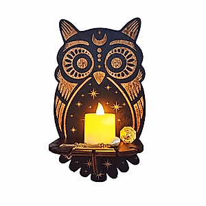 Grebest Wall Hanging Shelf Attractive Create Atmosphere Wooden Display Stand Candlelight Storage Shelf C