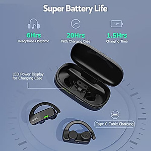 DACOM True Wireless Bone Conduction Headphones Open Ear Bluetooth Headphones with Earhooks 26 Hrs Playtime with Charging Case Sport Earbuds Waterproof with Built-in Mic for Workouts Running Cycling