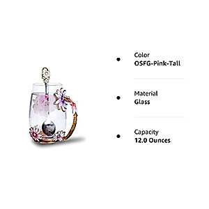 Glass Tea Cup,Glass Coffee Mugs,10.8oz /Blue Glass Coffee Cups for Wife Women Grandma Mom Girl Teacher Friend