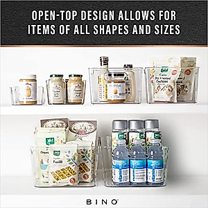 BINO | Plastic Organizer Bins, Large - 4 Pack | The SOHO Collection | Multi-Use Organizer Bins | Pantry Organizer & Freezer Organizer Bins | Plastic Storage Containers | Bins for Home & Kitchen Org