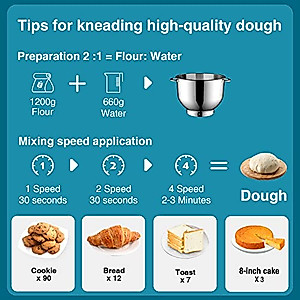 KUCCU Stand Mixer, 6.5 Qt 660W, 6-Speed Tilt-Head Food Dough Mixer, Kitchen Electric Mixer with Stainless Steel Bowl,Dough Hook,Whisk, Beater, Egg white separator (6.5-QT, Blue)