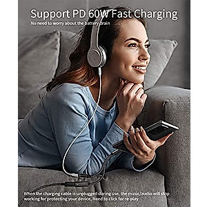 Samsung Galaxy S23 Ultra Headphone Adapter, 2 in 1 USB C to 3.5mm Headphone Jack Hi-Res DAC and Safe PD 60W Fast Charging Dongle Cord Compatible Google Pixel 6 5 4 XL, Galaxy 23/S22/S21/S21+, Note 20