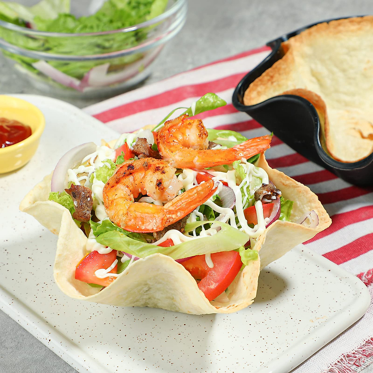 Koluti 3 Pack Tortilla Bowl Maker, Nonstick Silicone Taco Salad Shell Pan Baking Mold, Tostada Baker for Kitchen, Microwave & Dishwasher & Oven Safe, Black