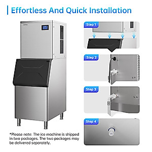 RESTISLAND Commercial Ice Maker Machine, 400 lbs /24 h, 330 lbs Storage Bin, Stainless Steel, Automatic Cleaning, Blue Ray, Perfect for Bar or Business, Includes Ice Shovel, Connection Hose