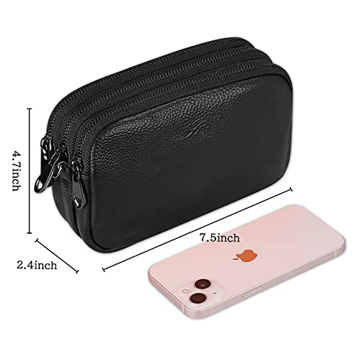 FUKUTAI Genuine Leather Crossbody Bags Shoulder Purses for Women - Real Leather Lightweight Soft Crossbody Bag Pocketbook (Black)