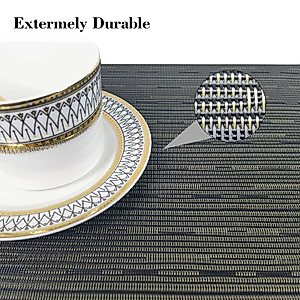 JUCCWARM Placemats Set of 4 Heat Resistant Placemats for Dining Table Woven Vinyl Place Mats Easy to Clean Washable Table Mats 18 x 12 inches (Taupe, 4)