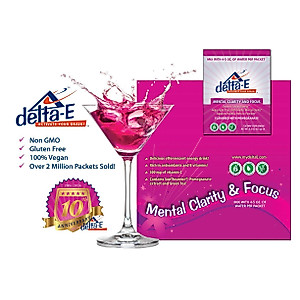 Delta-E Mental Clarity & Focus! Energy Drink Non-GMO, 100% Vegan & Gluten Free (30 Packets)
