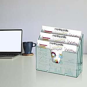 Acrimet Horizontal Triple File Folder Holder Organizer (Clear Green Color)