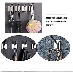 Koksi Self Adhesive Hooks Stainless Steel 3M Adhesive Wall Hanger, Waterproof Heavy Duty Sticky Wall Hooks Toilet Rust-Proof Bath Towel Hanger for Bathroom Bedroom Kitchen (2, Silver)