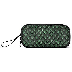 Fisyme 3d Green Dragon Scale Pencil Case Large Capacity Pen Box Makeup Pouch Holder Organizer Stationery Bag for School Office College