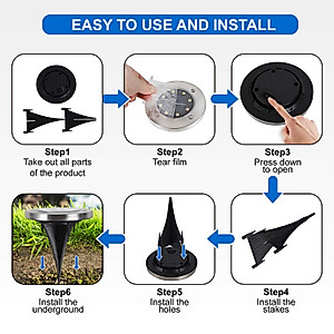 Solar Ground Lights 12pack-8LED Outdoor Solar Ground Light Garden Disk Lights Waterproof Bright In-ground Landscape Lighting for Pathway Lawn Yard Patio Walkway Driveway Deck Light-Warm White