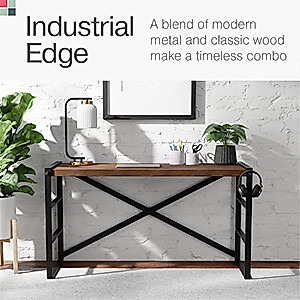 Stead Industrial Computer Desk 2023 Collection - 55” Wooden Desk - Great for Offices, Living Rooms, and Bedrooms - Modern Home Decor - Office Furniture (Walnut)