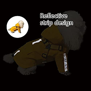 leasote Pet Raincoat Hooded Design Reflective Strip Adjustable Buckle Zipper Closure Back Pocket Waterproof with Traction Ring Small Medium Large Dogs Rain Jacket, Puppy Clothes for Outdoor Travel Y