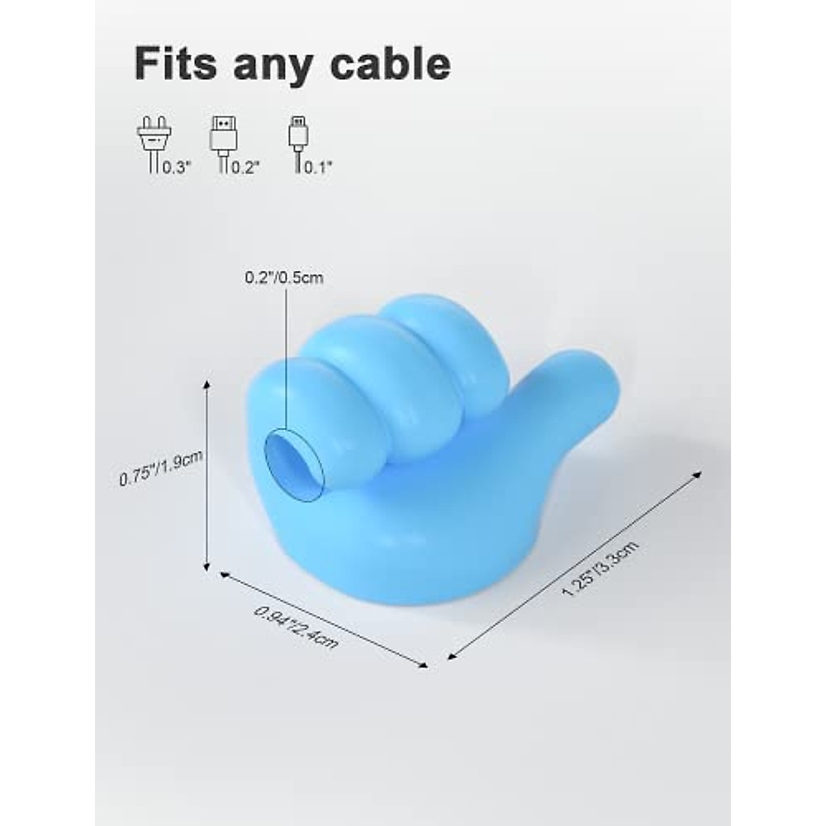 iToleeve 12Pcs Cable Clips, Fun Cord Holders, Silicone Thumb Wall Hooks, Cord Organizer for Desk Wall Car Nightstand, Cord Clips, Wire Holders, Phone USB Charger Cable Management, Key Hanger
