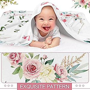 Mixweer Highland Baby Monthly Milestone Soft Blanket for Baby Cow Baby Blankets Newborn Photo Props for Newborn Nursery Baby Decor 40 x 47'' (Flower)
