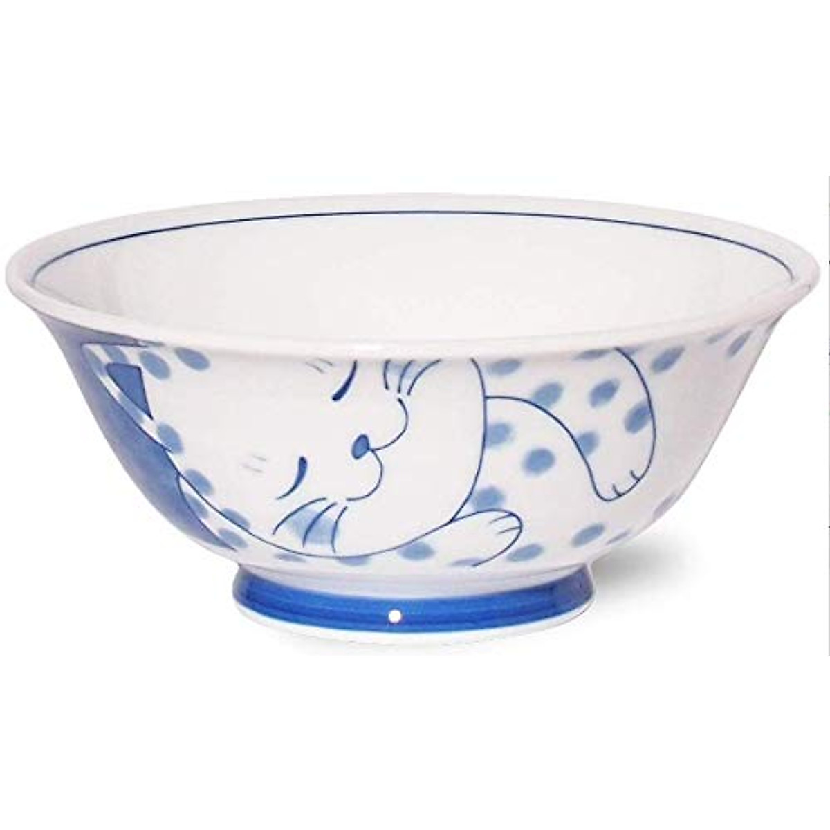 Japanese Cute Cat design 7.48 Inches Soup Ramen Noodle or Serving Bowl Buchi Bicolor