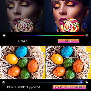 Projector, GooDee HD Video Projector Native 1920x1080P, Outdoor Movie Projector 9500L 300'' Touch Keys Home Theater Projector with 50000 Hrs Lamp Life, Support Fire TV Stick/PS4/HDMI/iOS /Android