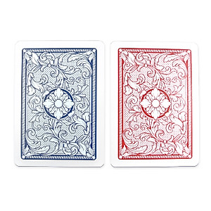 Copag *4-Color Faces* Legacy Design 100% Plastic Playing Cards, Poker Size (Standard) Jumbo Index Red/Blue Double Deck Set
