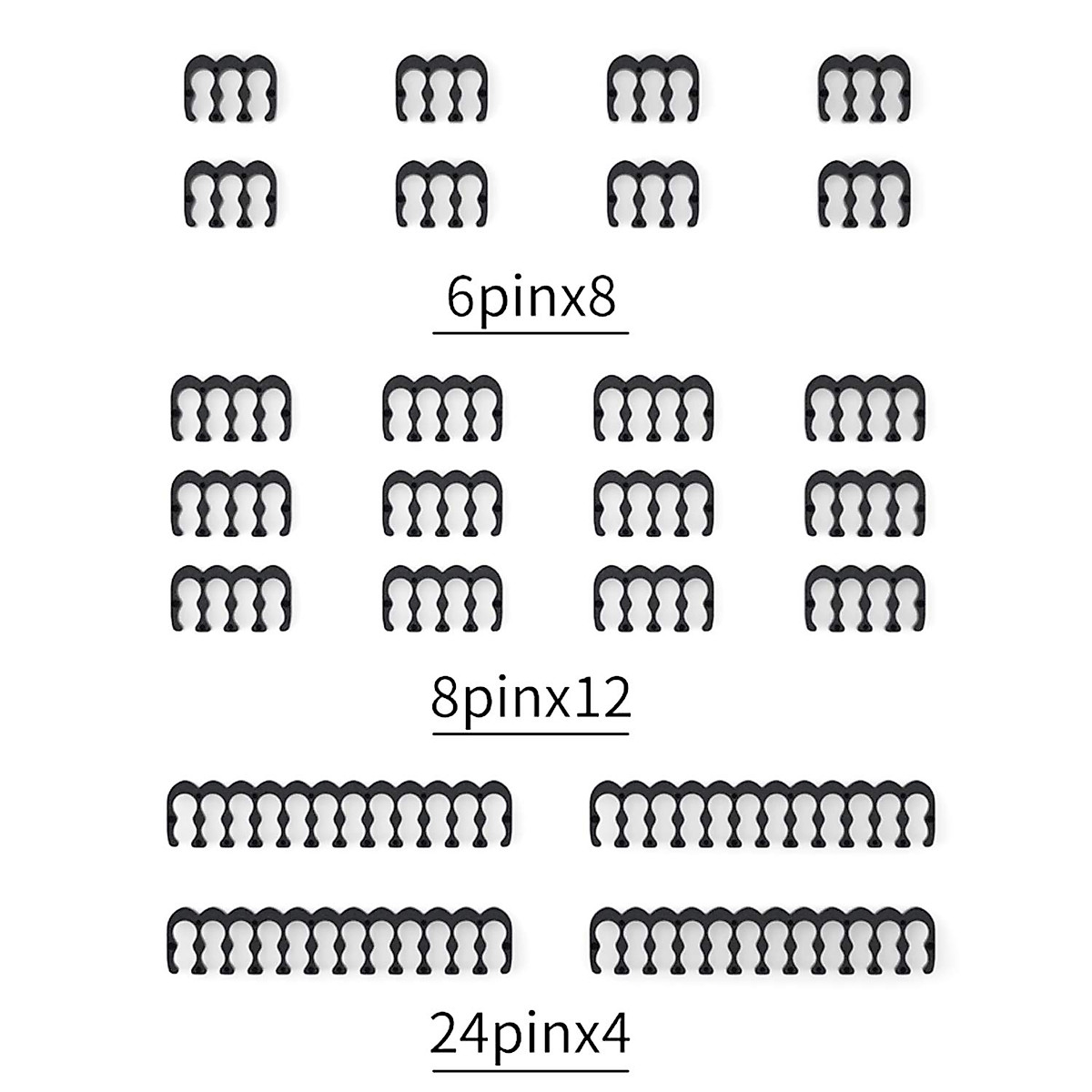 upHere 24 Pieces Set = 24-pin x 4, 8-pin x 12, 6-pin x 8 for 3 mm up to 3.4 mm/0.13inch- Black(3.4 mm/0.13inch)-CM245