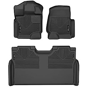 Husky Liners - Weatherbeater | Fits 2015 - 2024 Ford F-150 SuperCrew (includes 22 - 24 Lightning Models) w/o Fold Flat Storage - Front & 2nd Row Liner - Black, 3 pcs. | 94041