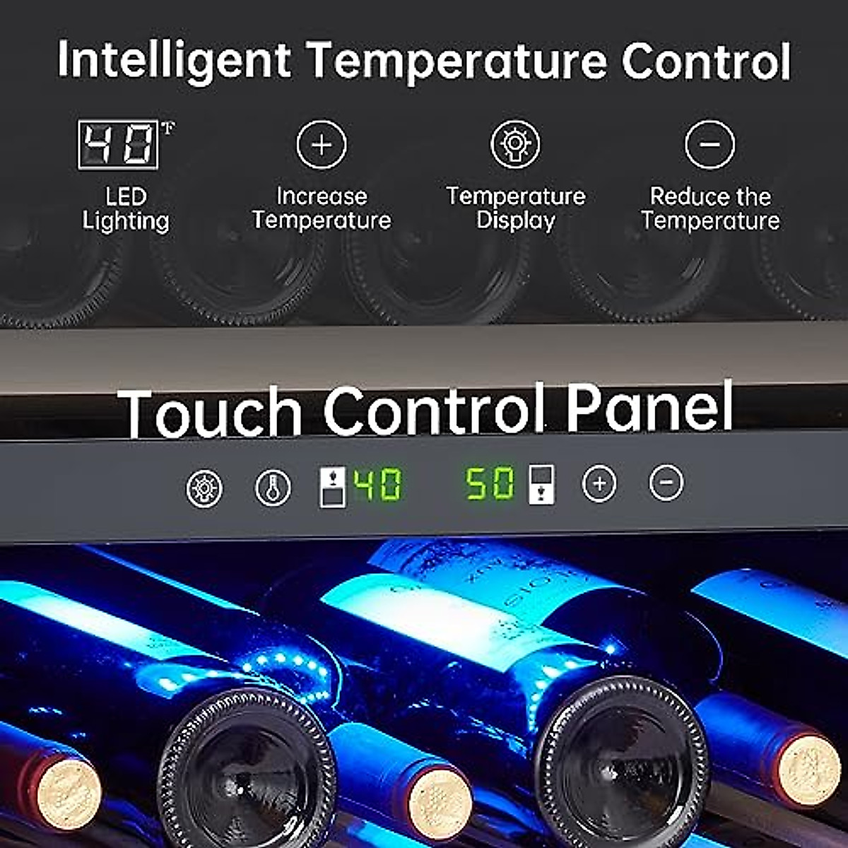 Garvee 52 Bottles Wine Fridge, Dual Zone Wine Cooler Refrigerator with 40～64°F Digital Temperature Control Compressor and Safety Lock, All Wood Removable Shelves, Stainless Steel Body, 4.8 Cu.Ft