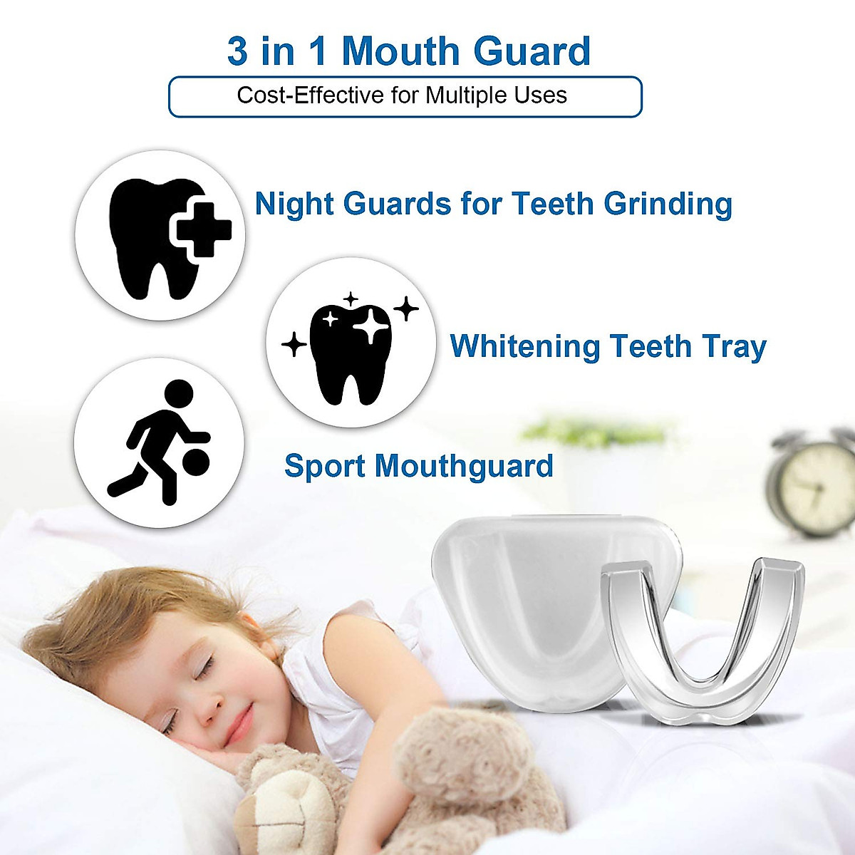 Kids Mouth Guard for Grinding Teeth, Pack of 6 Night Guard for Teeth Whitening Trays Clenching Bruxism Mouthguard, Moldable Sleep Bite Guard for Child and Women with Small Mouth
