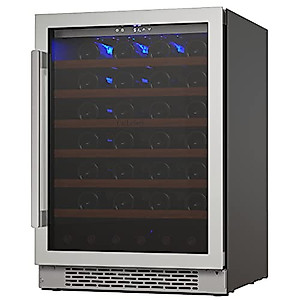 Ca'Lefort 24 Inch Wine Cooler, 54 Bottle Wine Fridge Single Zone with Modern Touch Intelligent Digital 40°-65°F Low Noise, Wine Cooler Refrigerator Built in or Freestanding for Home Kitchen