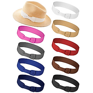 Tigeen 9 Pcs Bow Tie Stretchable Hat Band Hat Ribbon Women's Costume Headwear Panama Hatband for Cowboy Hat Men Women (Bright Colors)