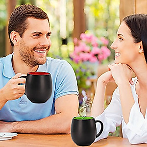 Vivimee 4 Pack Ceramic Coffee Mug Sets, 20 Ounce Large Coffee Mugs, Black Coffee Mug, Restaurant Coffee Cups for Coffee, Tea, Cappuccino, Cocoa, Cereal, Black outside and Colorful inside