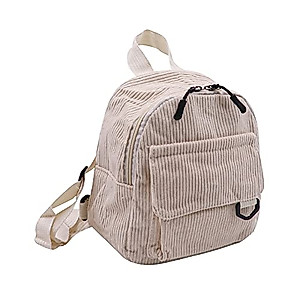 Women Girls Mini Corduroy Backpack Cute Shoulder Bag Purse Casual Rucksack Satchel Travel Small Backpack