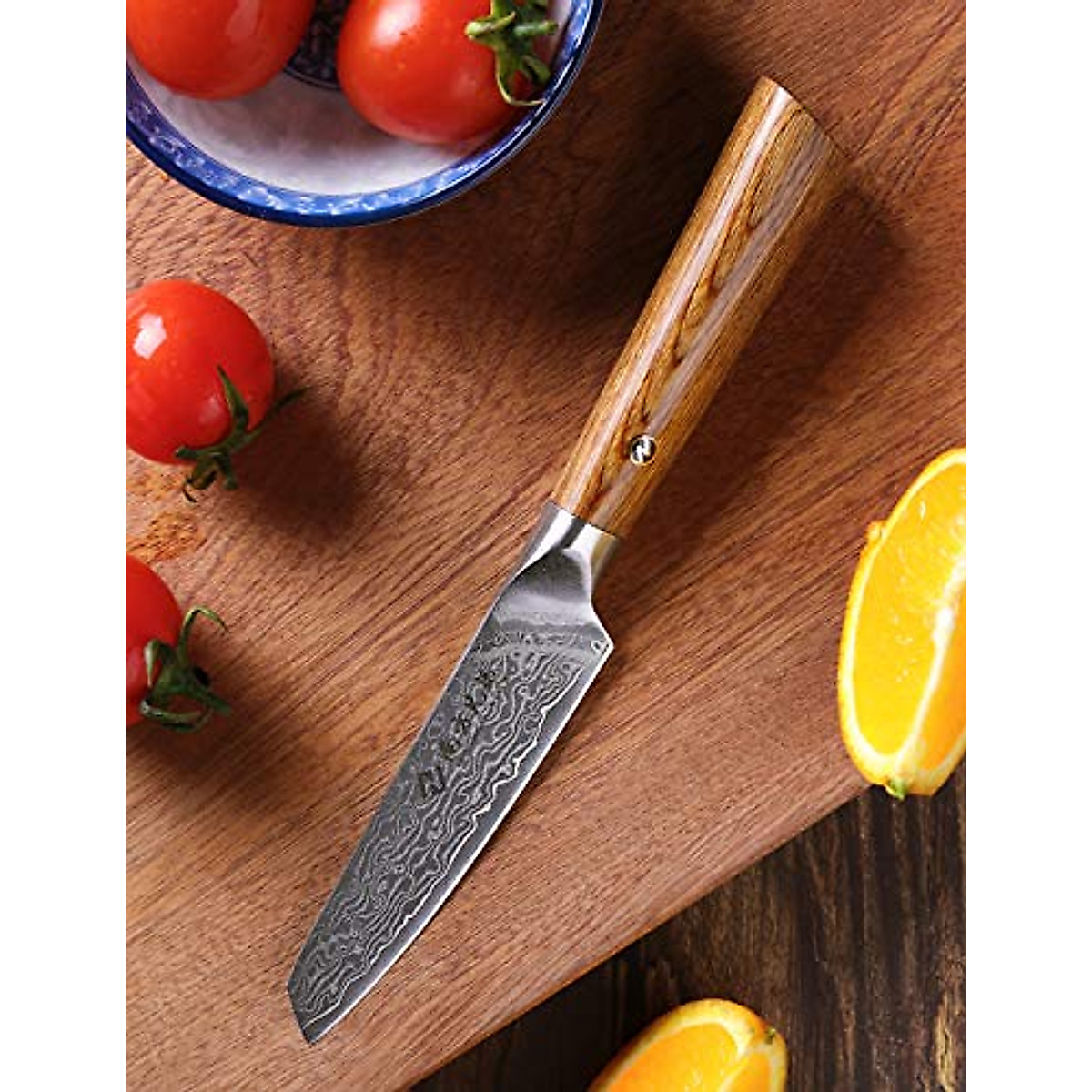 Paring Knife 3.8Inch Damascus Steel Knife Professional Super Steel VG10 Comfortable Ergonomic Wood Grain Handle Very Sharp Paring Knives for Kitchen–Gift Box