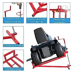 DetalleGo Ride on Lawn Mower Jack Lift, Telescopic Maintenance Jack for Lawn Mowers and Garden Tractors, Weight Capacity 880 Lbs, Lawn Mower Lift with Crank Handle & Power Tool Handle