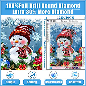 Suyaloo Snowman Diamond Painting Kits for Adults - 5D Diamond Art Kits for Adults Kids Beginner,DIY Christmas Round Full Drill Paintings with Diamonds Gem Art for Adults Home Wall Decor 11.8x15.7inch