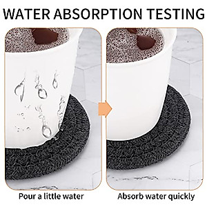 8 Pcs Coasters for Drinks, Absorbent Coasters, Cotton Woven Drink Coasters, Braided Coasters Heat-Resistant for Home Coffee Table Desk Cups Tabletop Protection Coasters