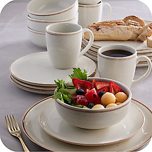 Corona Dinnerware Set 16-pieces Earthenware | Beige Caoba | Hand-Painted | Set de Vajilla 4 puestos | 16 piezas | Ceramica | Artisan Decor