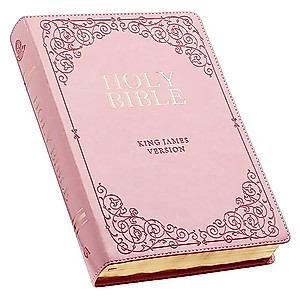 KJV Holy Bible, Giant Print Full-size Faux Leather Red Letter Edition - Thumb Index & Ribbon Marker, King James Version, Pink