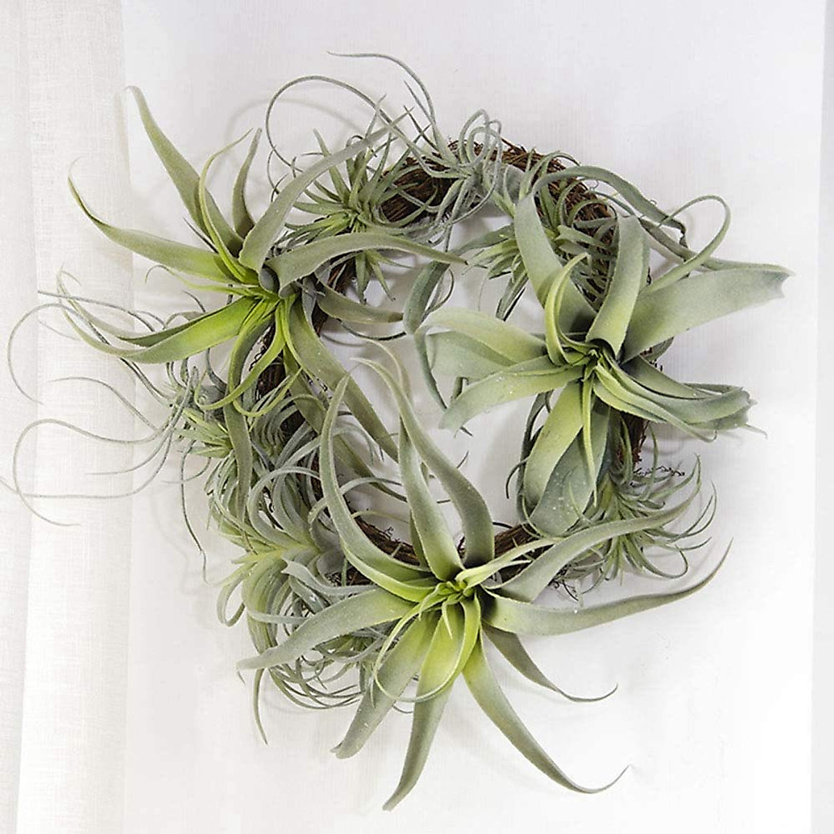 Haudang 4Pack Artificial Pineapple Grass Air Plants Fake Flowers Faux Flocking Tillandsia Bromeliads Home Garden Decor