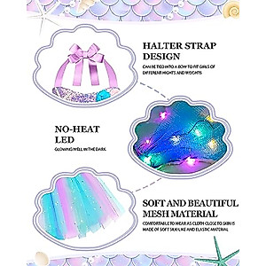 STOPKLAS Girls Dress Up Costume Mermaid Tutu Dress, Colored Led Light Up Mermaid Princess Dress for Halloween Birthday Party