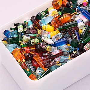 100PCS Dollhouse Miniature Drink Bottle Miniature Bottles Wine Bottles Mini House Decoration