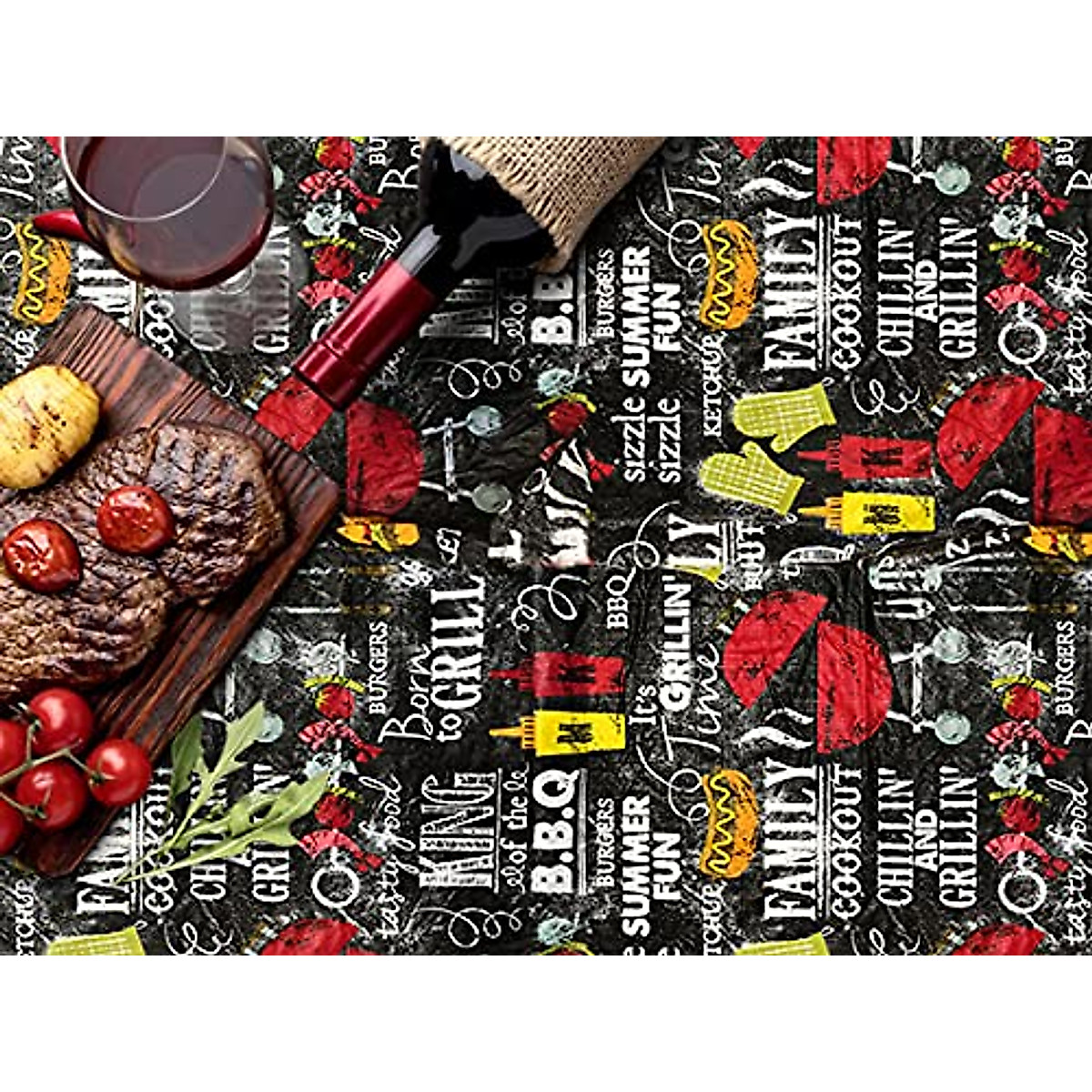 CT DISCOUNT STORE 3 Pc Picnic Table Cover Outdoor - Including The 2 Bench Seats with Elastic Edges - Versatile Color Scheme That's Reflective of The Summer Season - Family Chill and Grill BBQ