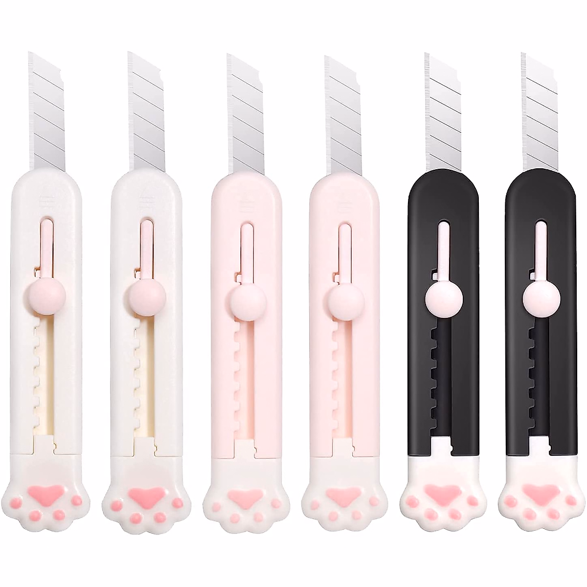 Leven Cute Retractable Box Cutters, 3 Utility Knife, Sharp Cartons Cardboard Cutter Razor Knife for Christmas, Smooth Mechanism Perfect for Office and Home Use