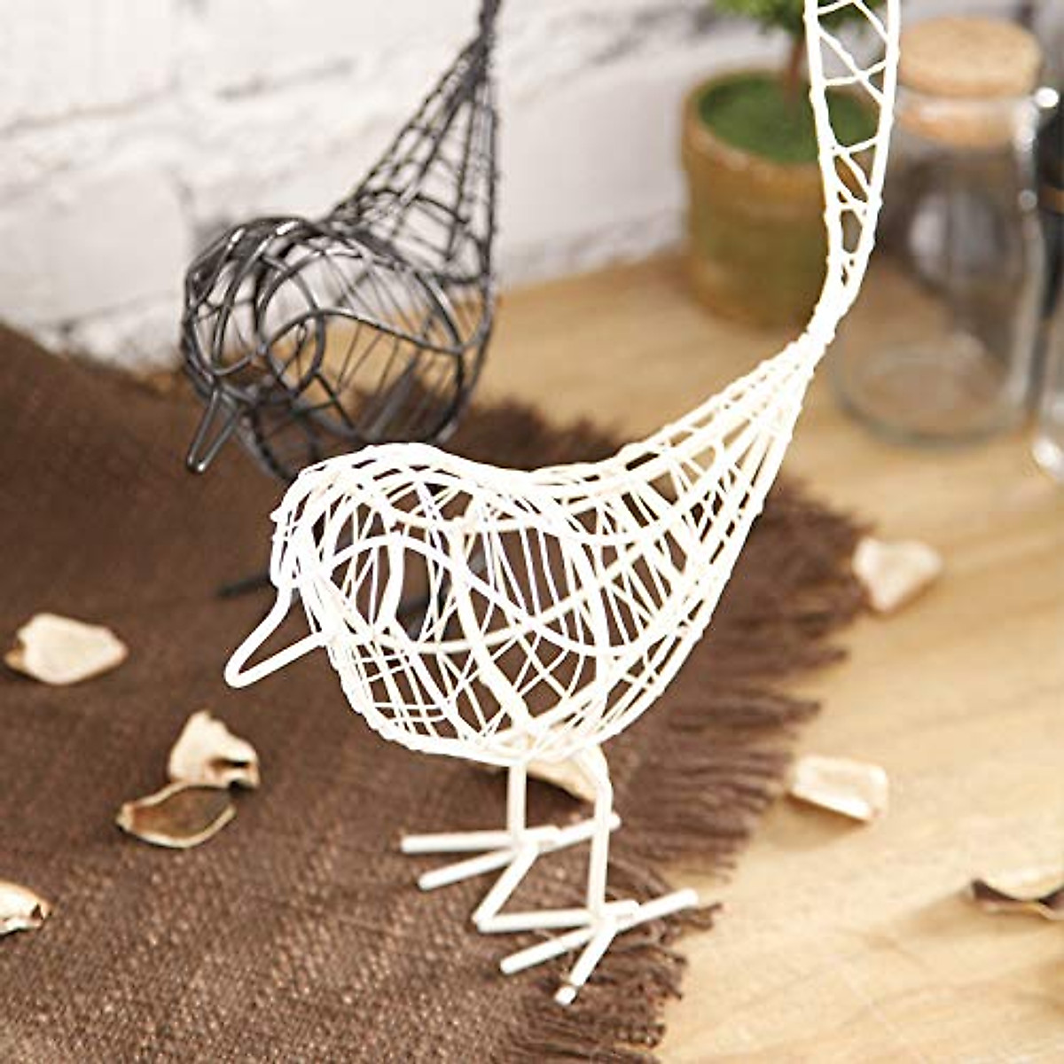 WhaleCreation Handicraft Bird Metal Decorative Figurine Home Decor Gift Toy (White)