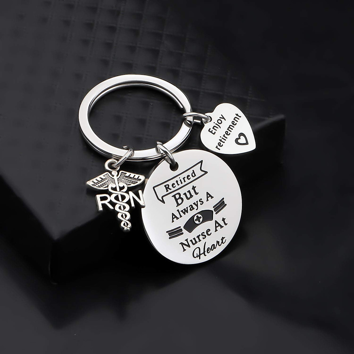UJIMS RN Nurse Keychain Registered Nurse Gifts Retired But Always A Nurse At Heart Enjoy Retirement Jewelry (RN Nurse Keychain)