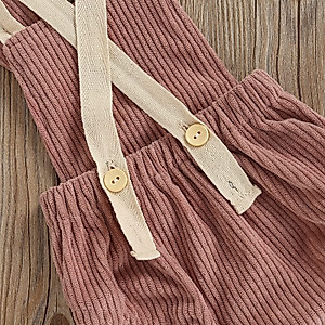 TROSJ Newborn Baby Boy Girl Easter Outfits Sleeveless Button Corduroy Cartoon Bunny Romper Bodysuit Summer Clothes 0-12M (Pink, 0-3 Months)