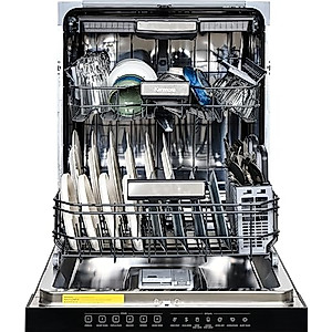 Kenmore 24" Built-In Stainless Steel Tub Dishwasher with EasyFlex 3rd Rack, SmartWash, UltraWash Plus, TurboDry, and MoreSpace Adjustable Rack, Energy Star Certified, Black