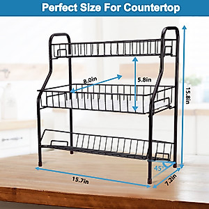 Vanfree Spice Rack Organizer for Countertop Kitchen Counter Storage Shelf, 3 Tier Seasoning Organizer Condiment Rack, Bathroom Counter Organizer for Vanity Bedroom and Desktop, Multiple Uses