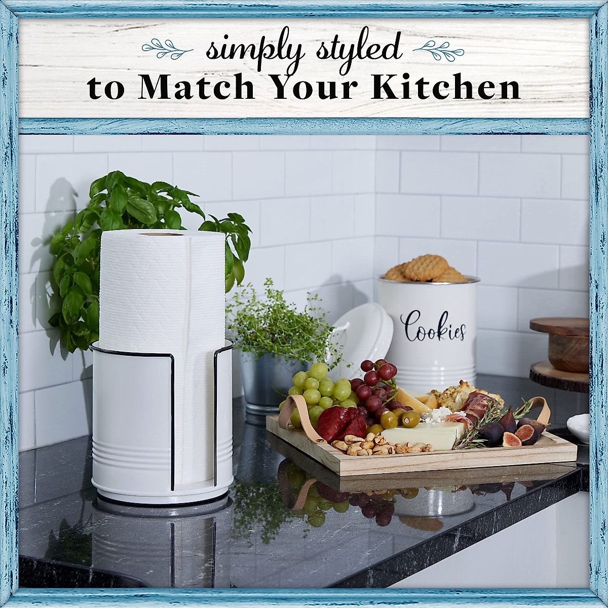 Home Acre Designs Paper Towel Holder - Farmhouse Countertop Dispenser Non-Slip Base for Kitchen & Bathroom