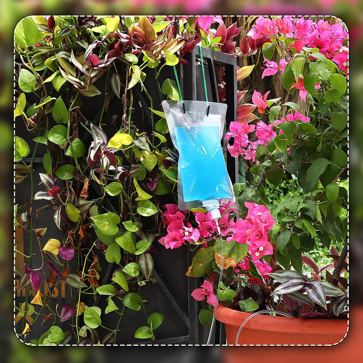 Plant Drip Irrigation Bag Automatic Irrigation Device with Water Bag Automatic Watering System Plant Waterer Self Kit for Potted(4 Pieces)